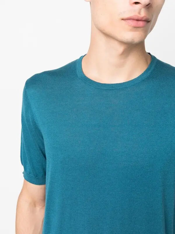 Corneliani Silk-cotton Short-sleeve T-shirt - Blue