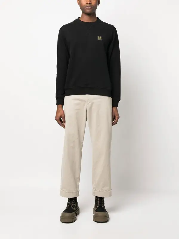 Belstaff Logo-patch Cotton Sweatshirt - Black