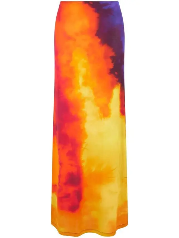 Rabanne Tie-dye Maxi Skirt - Orange