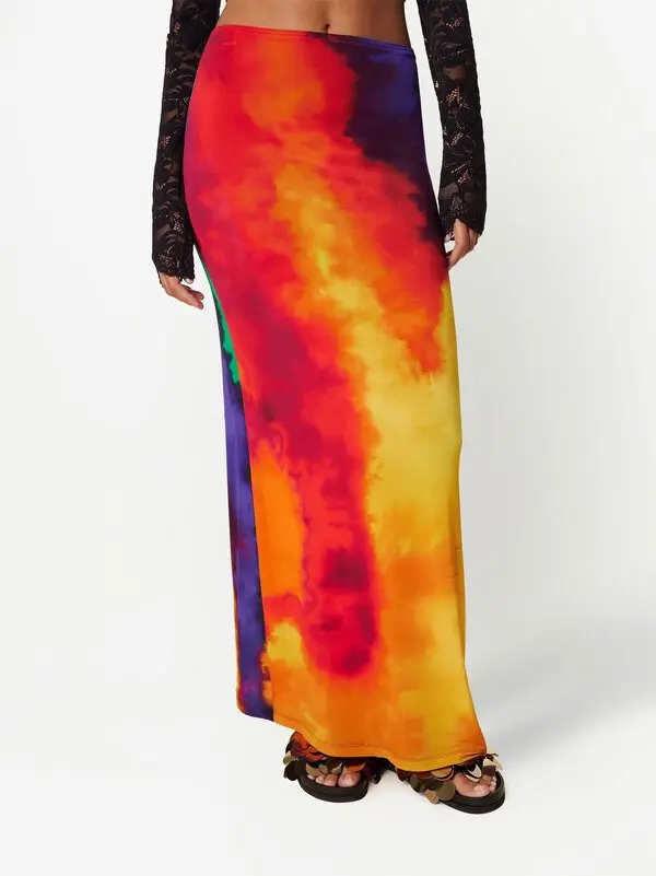 Rabanne Tie-dye Maxi Skirt - Orange