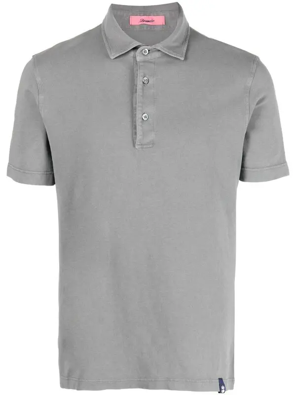 DRUMOHR Logo-patch Cotton Polo Shirt - Grey