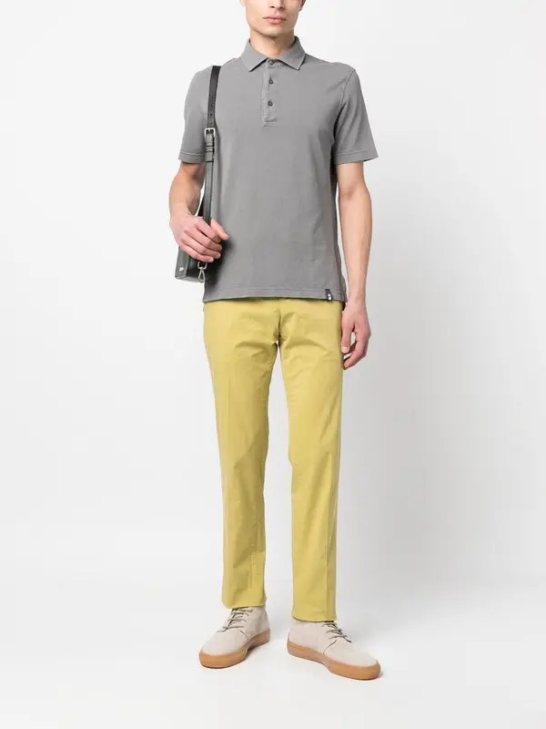 DRUMOHR Logo-patch Cotton Polo Shirt - Grey