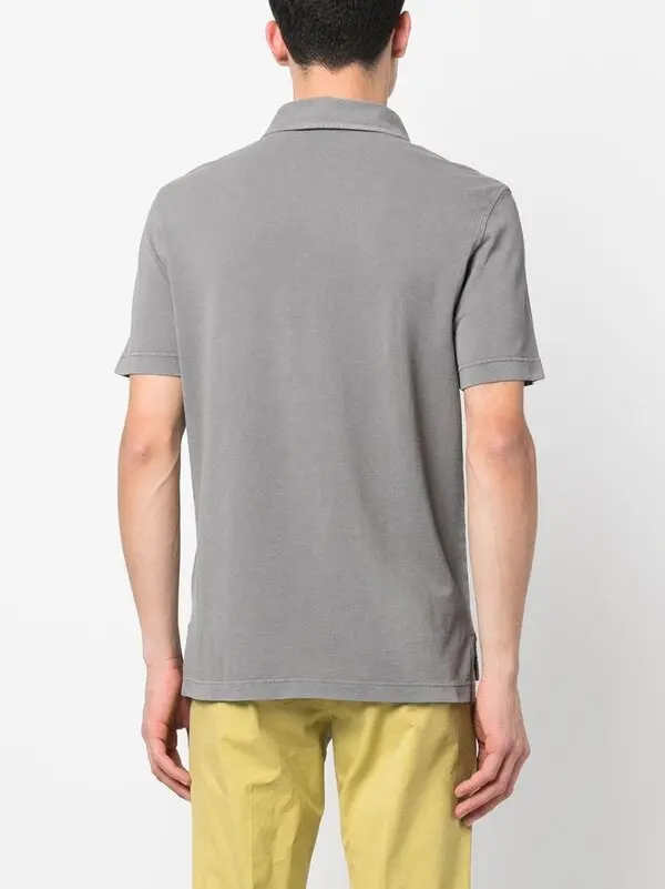 DRUMOHR Logo-patch Cotton Polo Shirt - Grey