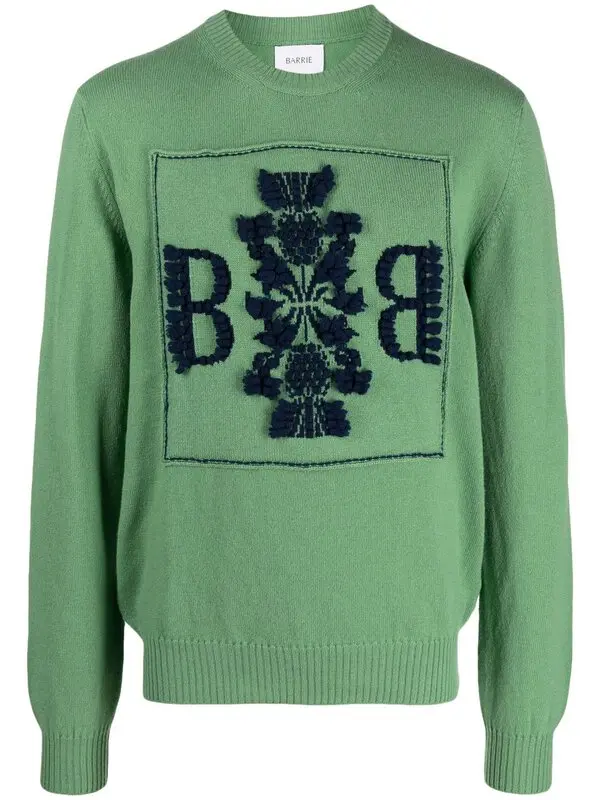 BARRIE Embroidered Cashmere Jumper - Green