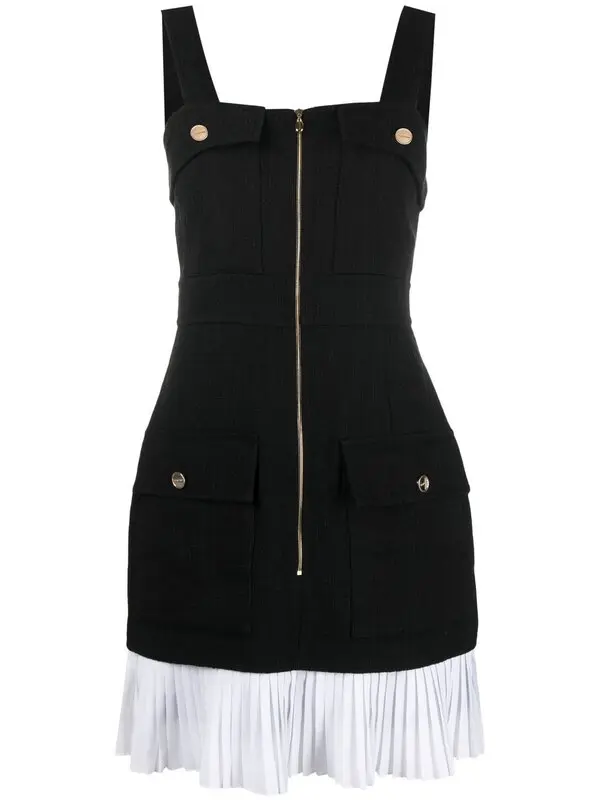 open lace back dress Blue Zone | Belted Plaid Zip-Up Pleated Dress