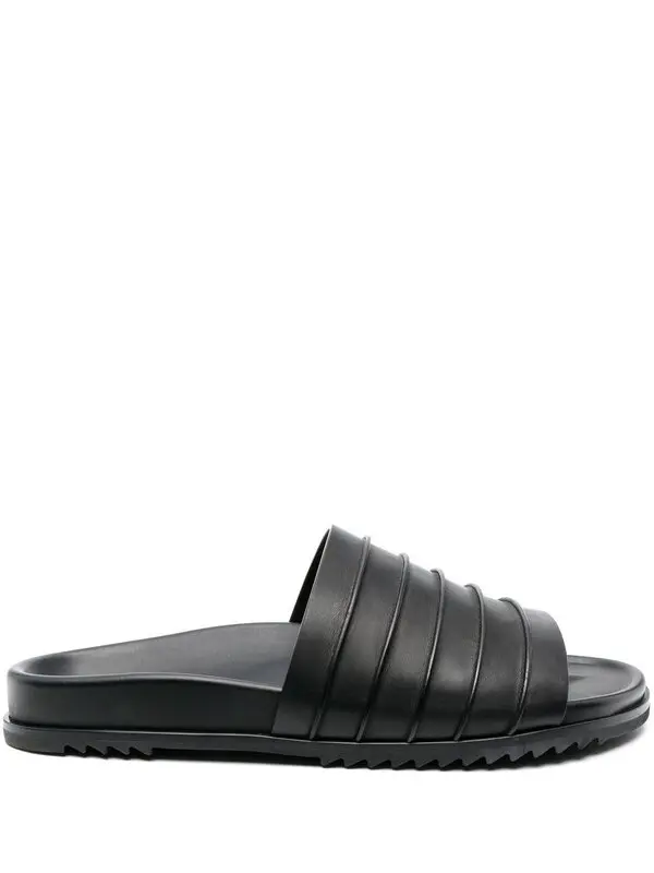 Rick Owens Black Leather Padded Granola Slides Slip Ons Rick Owens Granolas Padded Slides | Black | FARFETCH main image 3