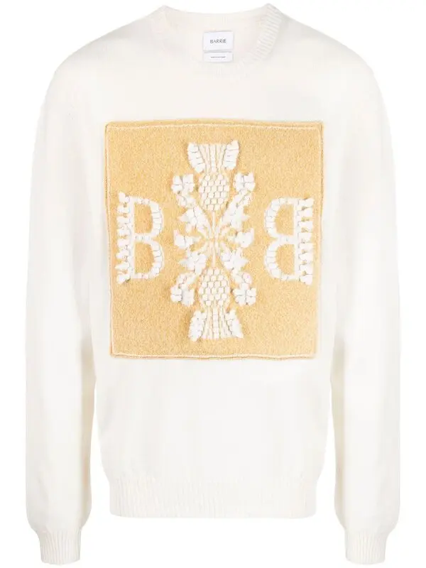 BARRIE Embroidered Cashmere Jumper - Neutrals
