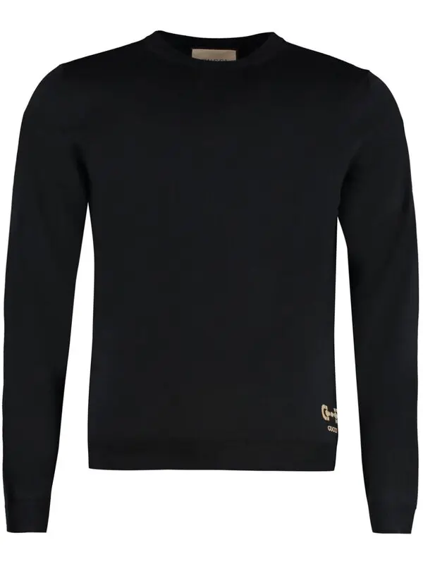 Gucci Horsebit-intarsia Wool Sweater - Black