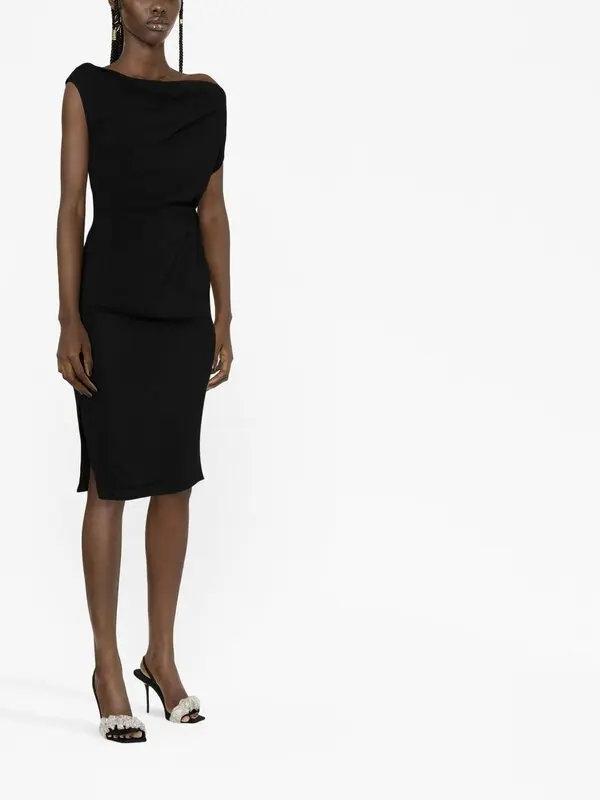 Alexandre Vauthier One-shoulder Draped Midi Dress - Black