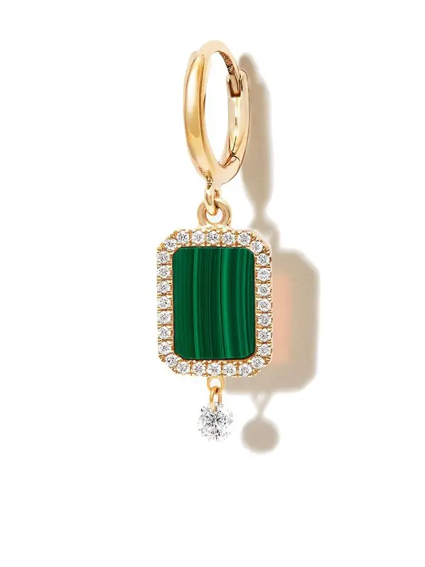 PERSEE 18kt Yellow Malachite Diamond Drop Earring - Gold
