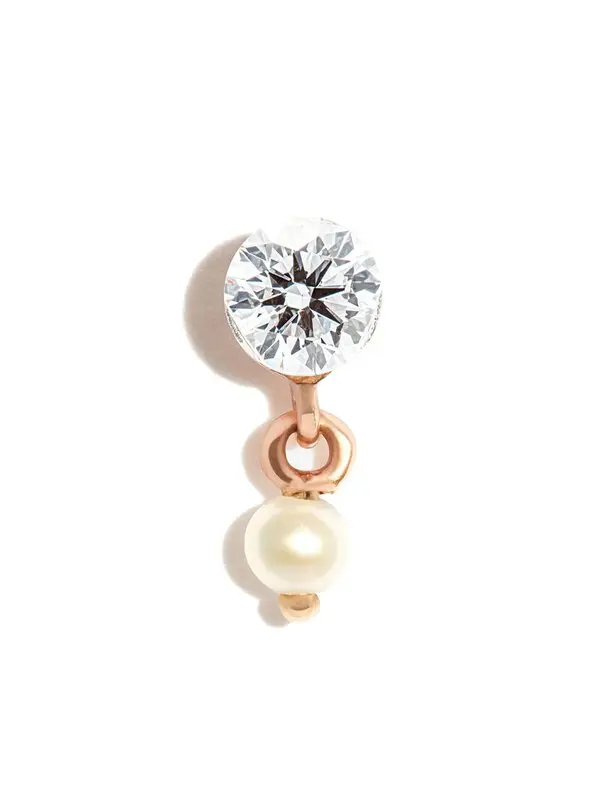 MARIA TASH 18kt Rose Gold Diamond And Pearl Stud Earring - Pink