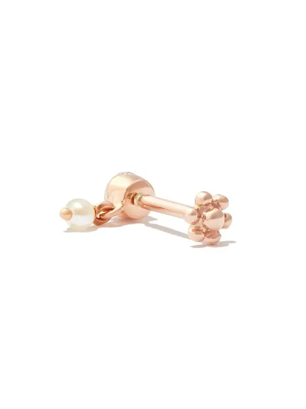 MARIA TASH 18kt Rose Gold Diamond And Pearl Stud Earring - Pink