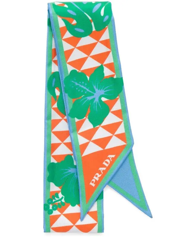 Prada Floral-print Twill Scarf