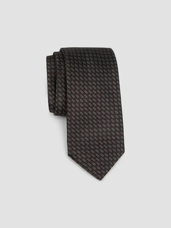 Canali Geometric Silk Tie - Brown