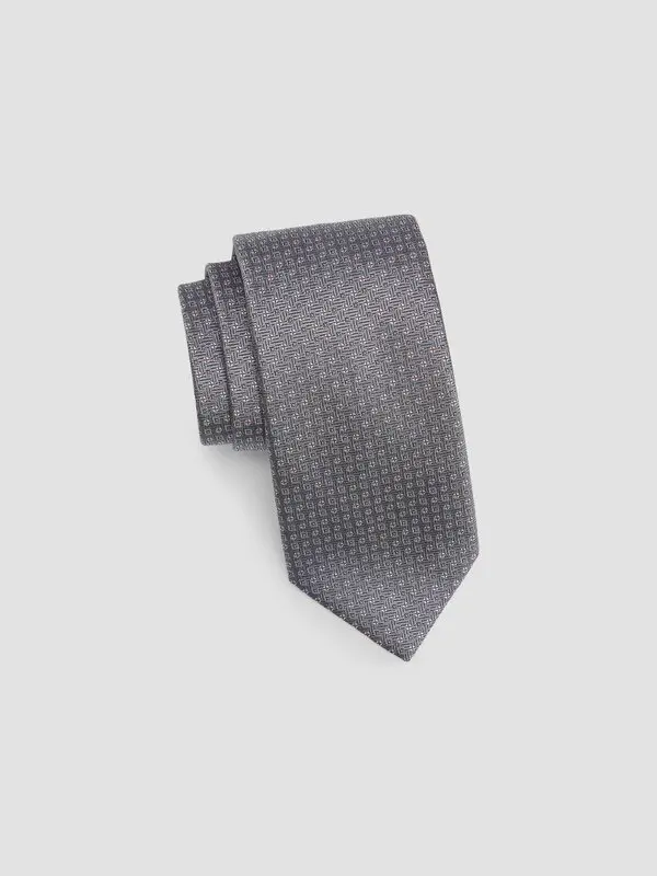 Canali Geometric Silk Tie - Grey
