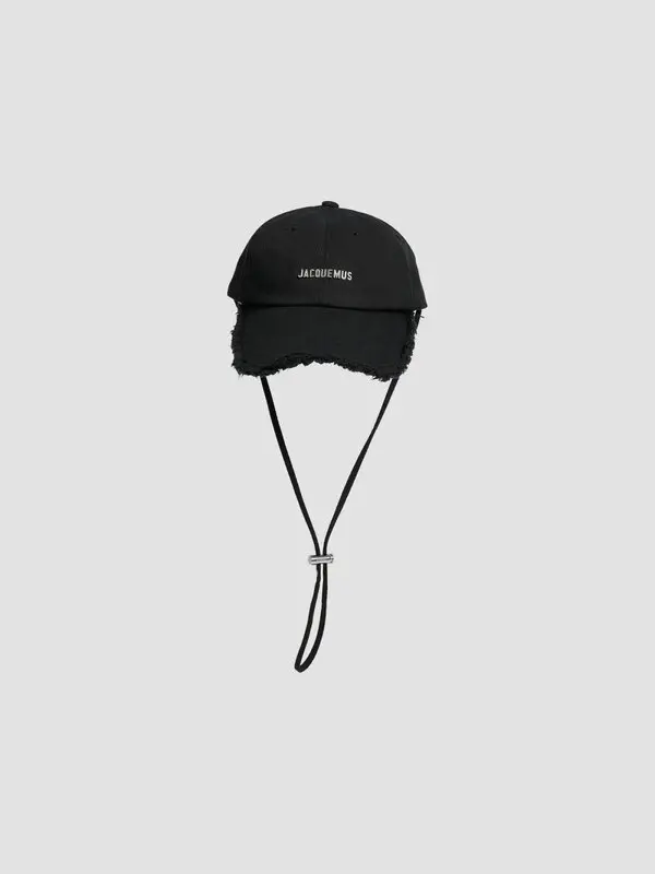 Jacquemus La Casquette Artichaut Frayed Baseball Cap - Black