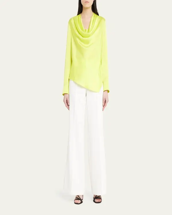 MILLY Nash High-rise Wide-leg Cady Pants - Ecru