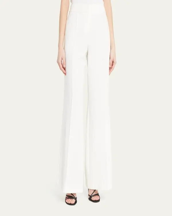 MILLY Nash High-rise Wide-leg Cady Pants - Ecru