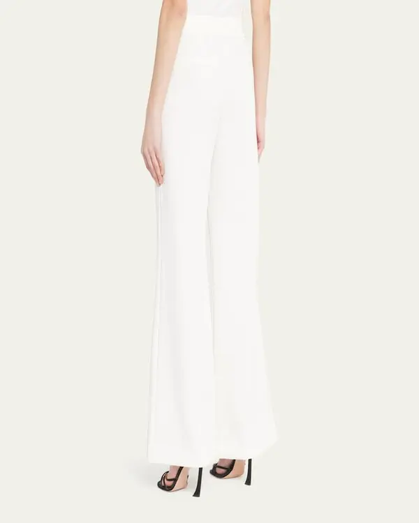 MILLY Nash High-rise Wide-leg Cady Pants - Ecru
