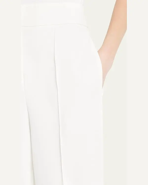 MILLY Nash High-rise Wide-leg Cady Pants - Ecru