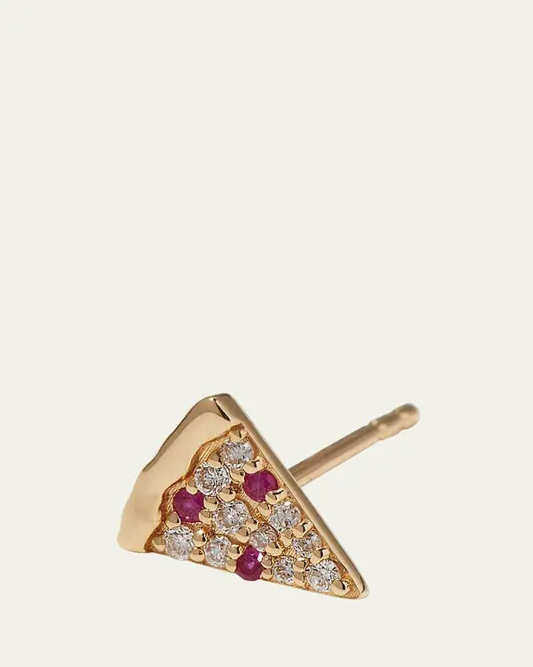 SYDNEY EVAN 14k Yellow Diamond And Ruby Pizza Slice Stud Earring - Gold
