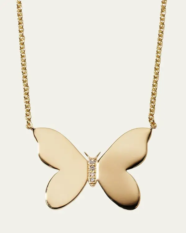 SYDNEY EVAN 14k Butterfly Diamond Pendant Necklace - Gold