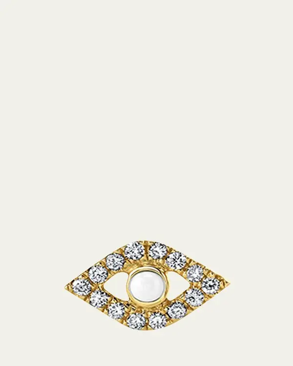 SYDNEY EVAN 14k Pearl And Diamond Evil Eye Stud Earring