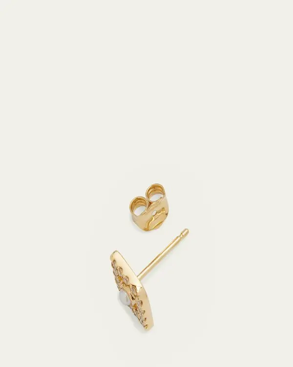 SYDNEY EVAN 14k Pearl And Diamond Evil Eye Stud Earring