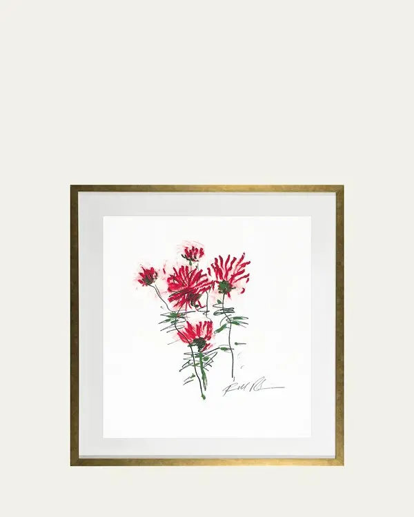 RFA FINE ART Red Mums Flower 1" Giclee Robert Robinson - Multi