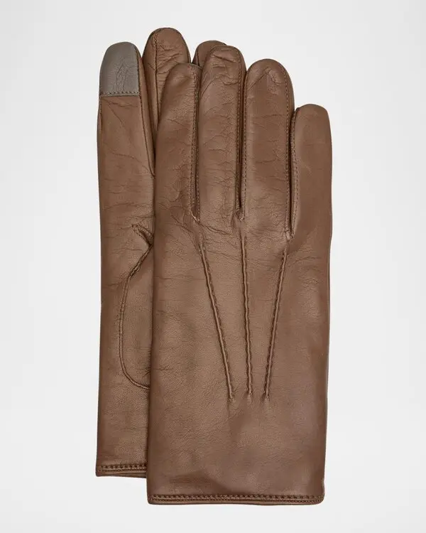 GUANTI GIGLIO FIORENTINO Napa Leather Touchscreen Gloves - Brown