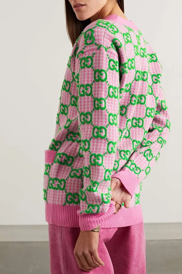 Gucci Wool-Jacquard Cardigan - Green | Editorialist