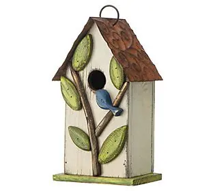 GLITZHOME 3d Bird Upon A Tree Wood Birdhouse - One-color
