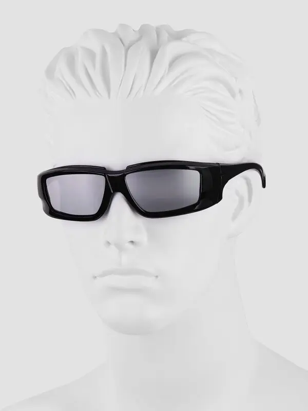 Rick Owens 55mm Mirrored Rectangular Sunglasses - Black