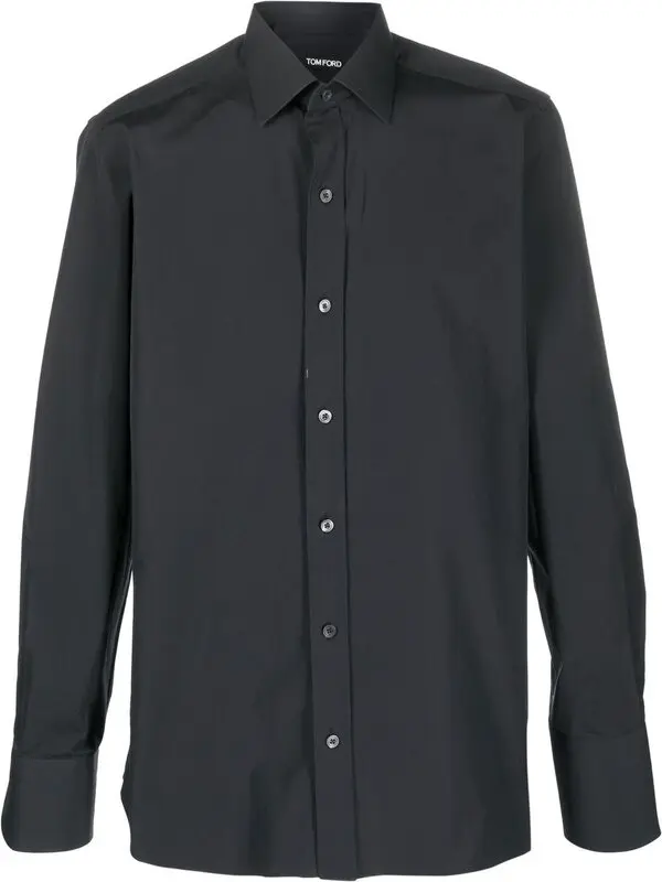 TOM FORD Long-sleeved Cotton Shirt - Black