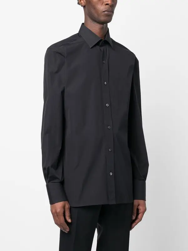 TOM FORD Long-sleeved Cotton Shirt - Black