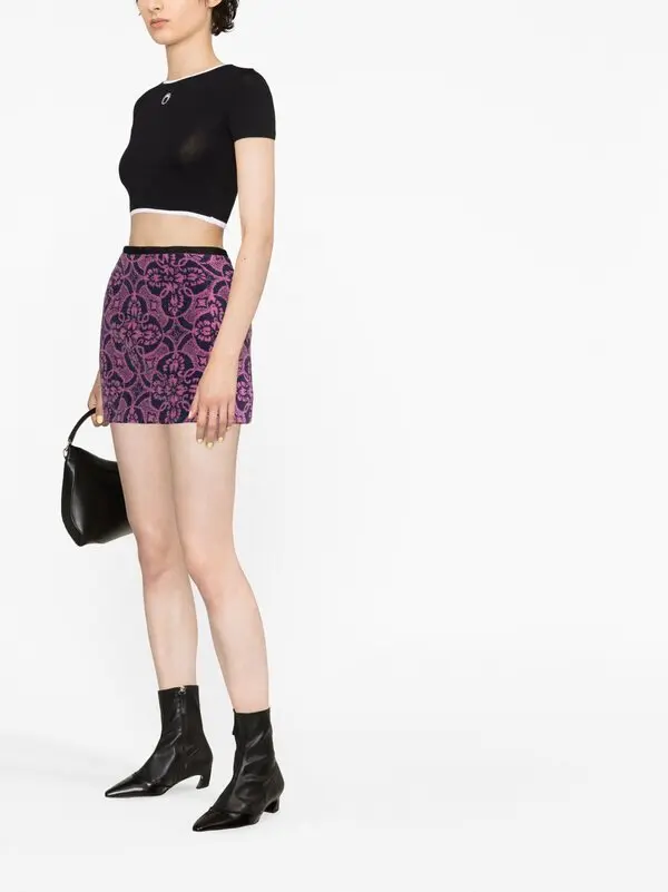 MARINE SERRE Jacquard High-waisted Miniskirt - Pink