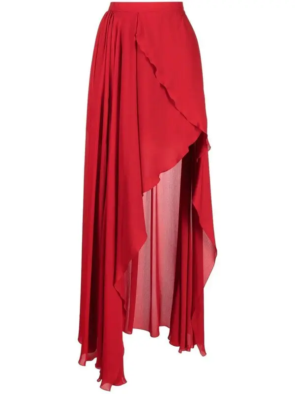 Elie Saab High-low Silk Skirt - Red