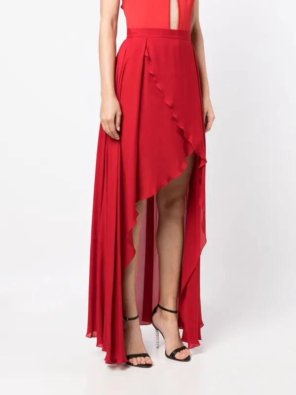 Elie Saab High-low Silk Skirt - Red
