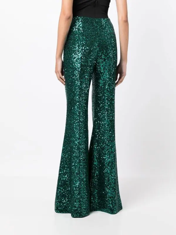 Elie Saab Sequin-embellished Flared Trousers - Green