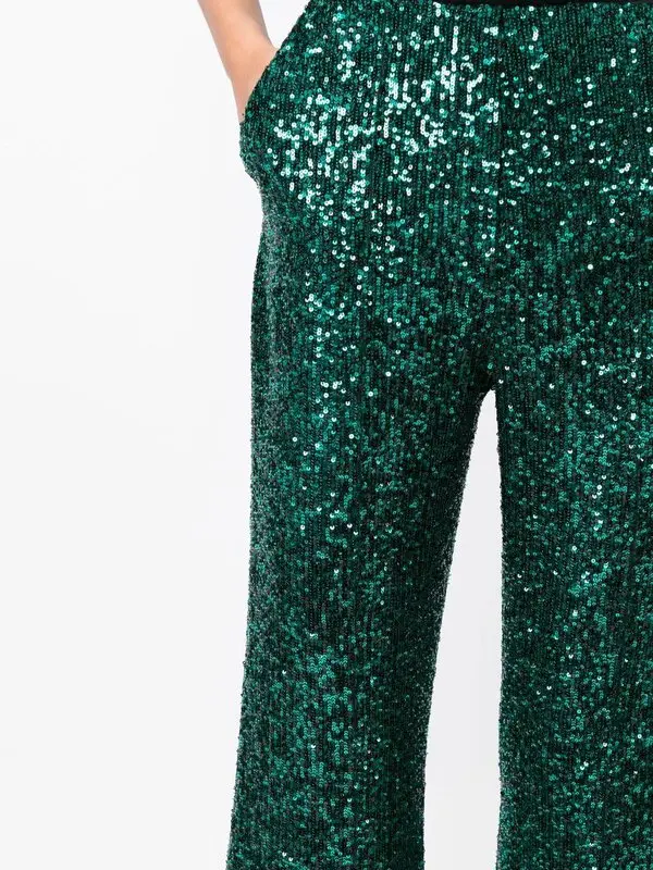 Elie Saab Sequin-embellished Flared Trousers - Green