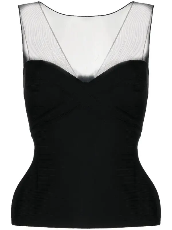 HERVE L. LEROUX Sheer-detail Strapless Top