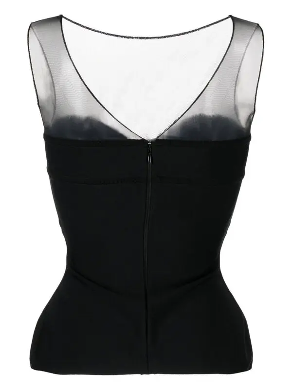 HERVE L. LEROUX Sheer-detail Strapless Top