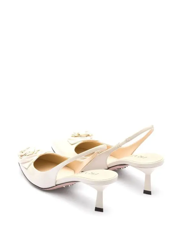 Prada 55mm Flower-appliqué Slingback Pumps