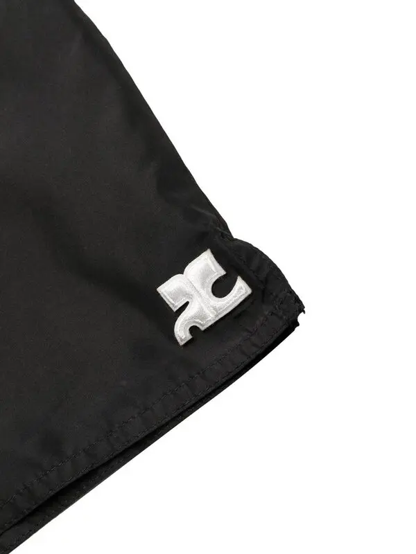 COURREGES Logo-patch Plain Swim Shorts