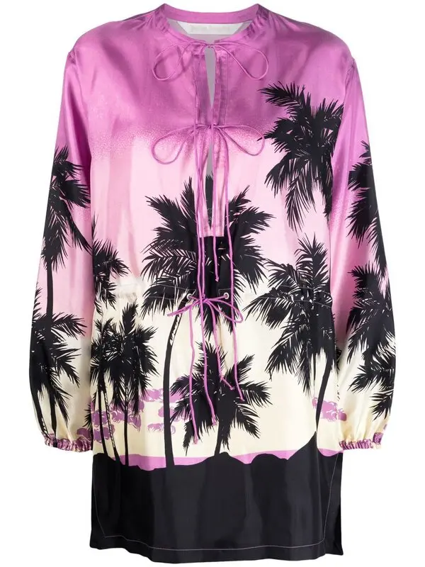 Palm Angels Graphic-print Long-sleeve Top - Purple