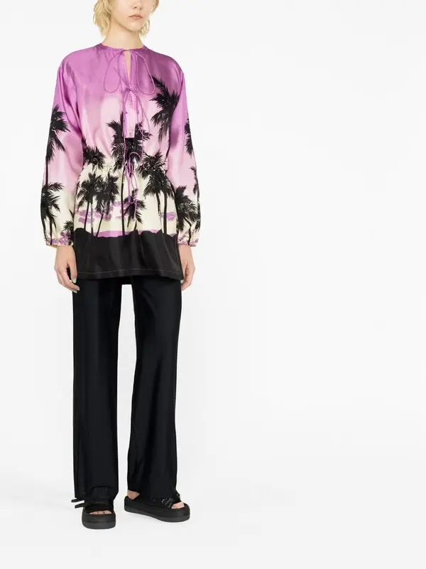 Palm Angels Graphic-print Long-sleeve Top - Purple