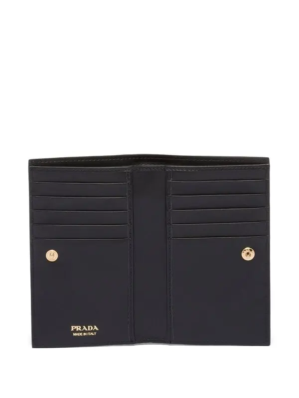 Prada Triangle-Motif Leather Wallet - Black | Editorialist