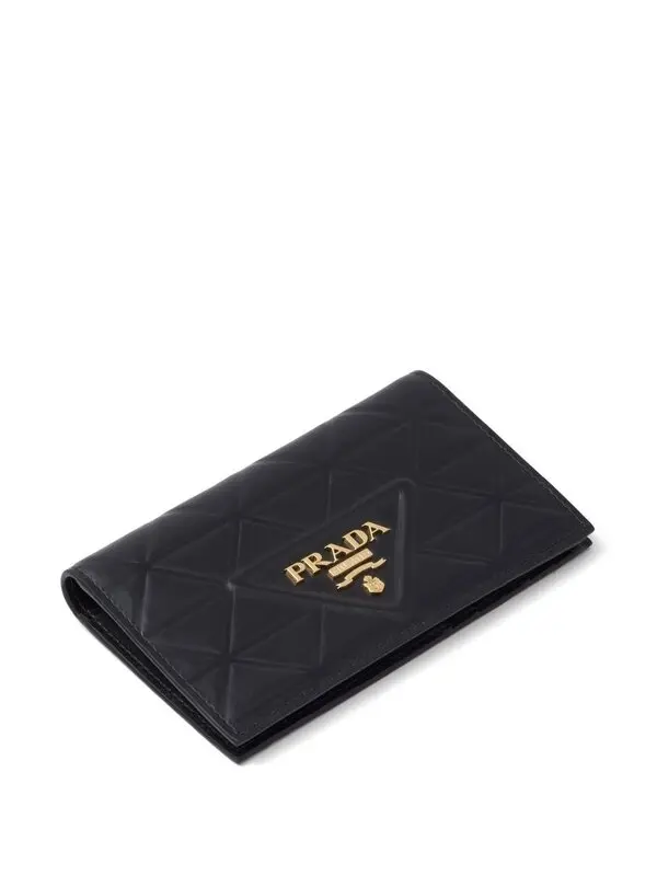 Prada Triangle-Motif Leather Wallet - Black | Editorialist