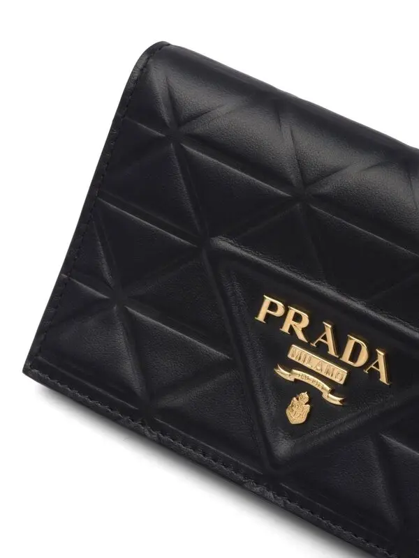 Prada Triangle-Motif Leather Wallet - Black | Editorialist
