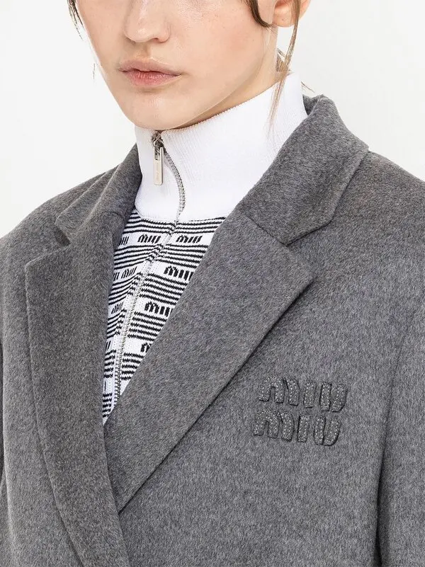 Miu Miu Double-Breasted Suit Jacket - Grey | Editorialist